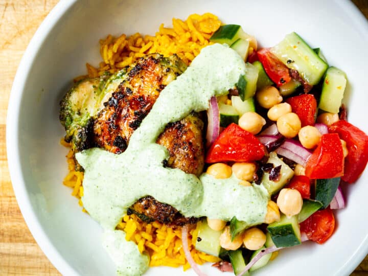 Zhoug Chicken & Turmeric Rice Bowls | Confessions of a Grocery Addict