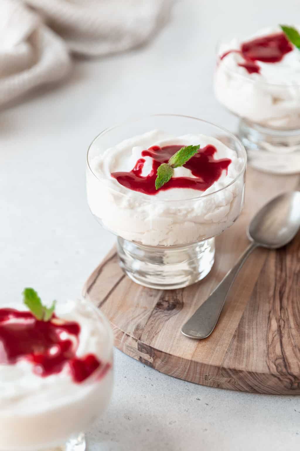 French Cream Cheese Mousse With Amaretto Raspberry Coulis