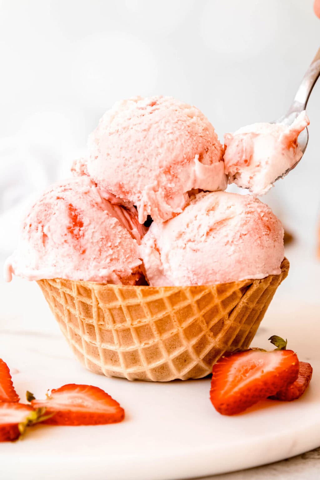 Easy Strawberry Swirl Ice Cream (No Egg Recipe!)