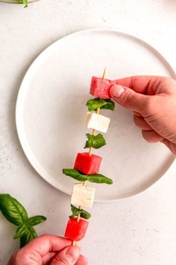 Easy Watermelon Skewers With Feta, Mint, & Basil